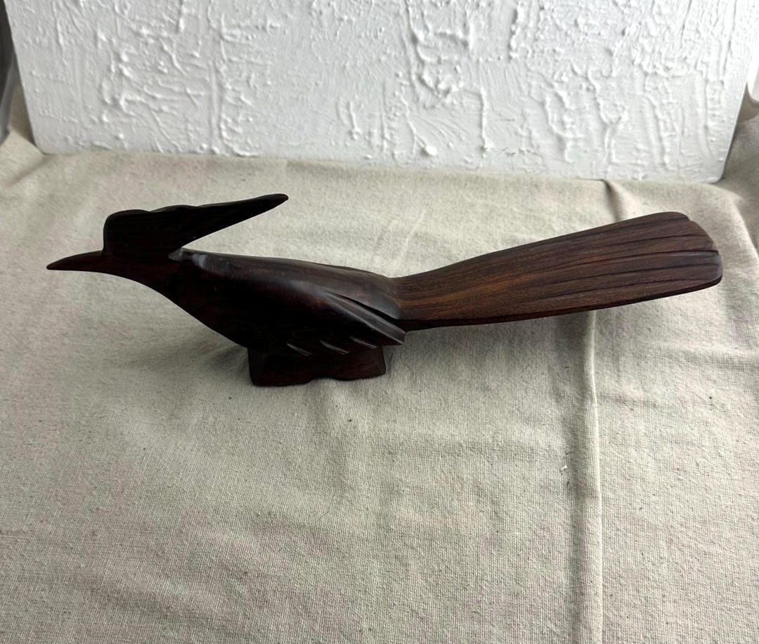 Carved Wood Road Runner, 11 3/4" Long X 2 14" Wide, Maybe Ironwood ...