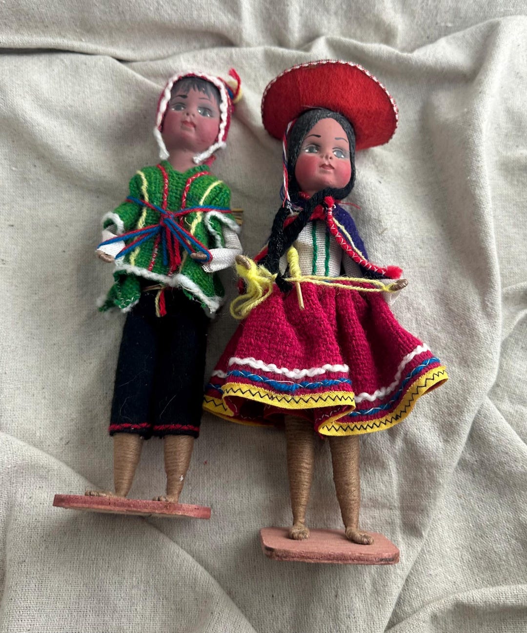 Vintage Peruvian Folk Art Dolls, 6", Handcrafted Pair - Etsy