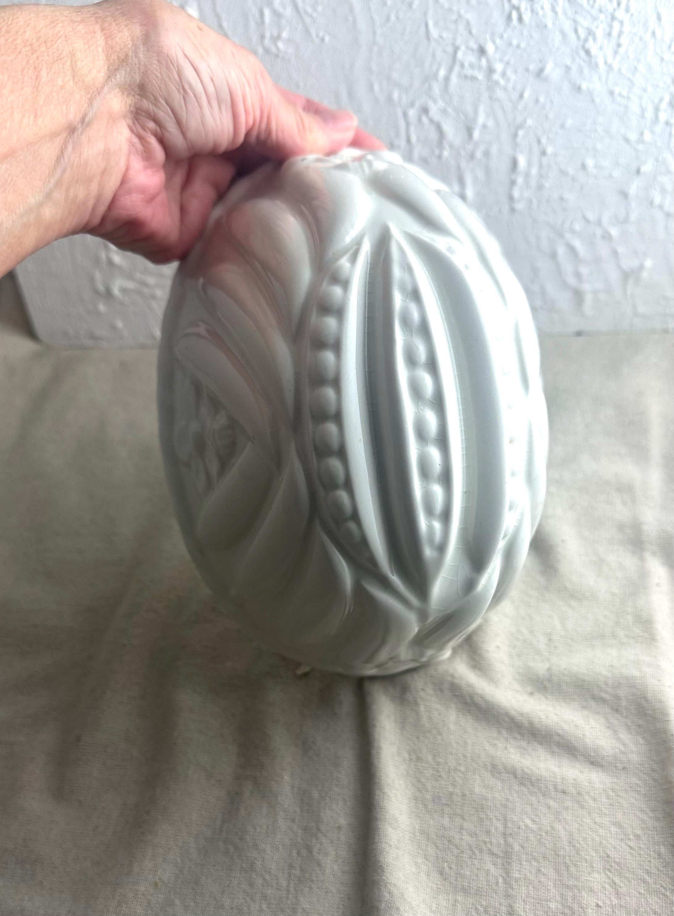Vintage Pudding Mold, England, White Glazed Porcelain, Single Side Hole ...