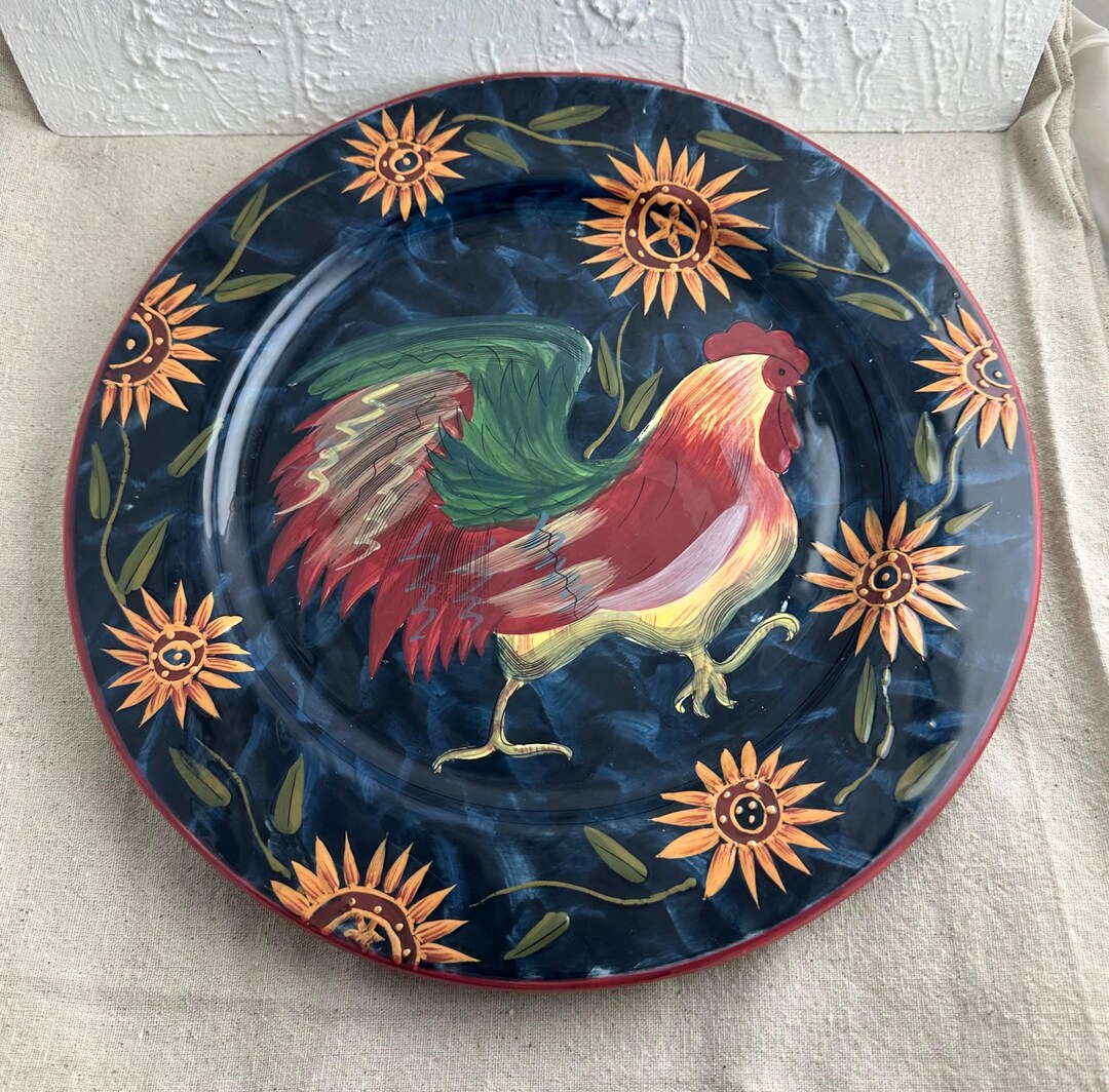 Susan Winget Rooster Platter, Sunflower Dinnerware, Certified ...