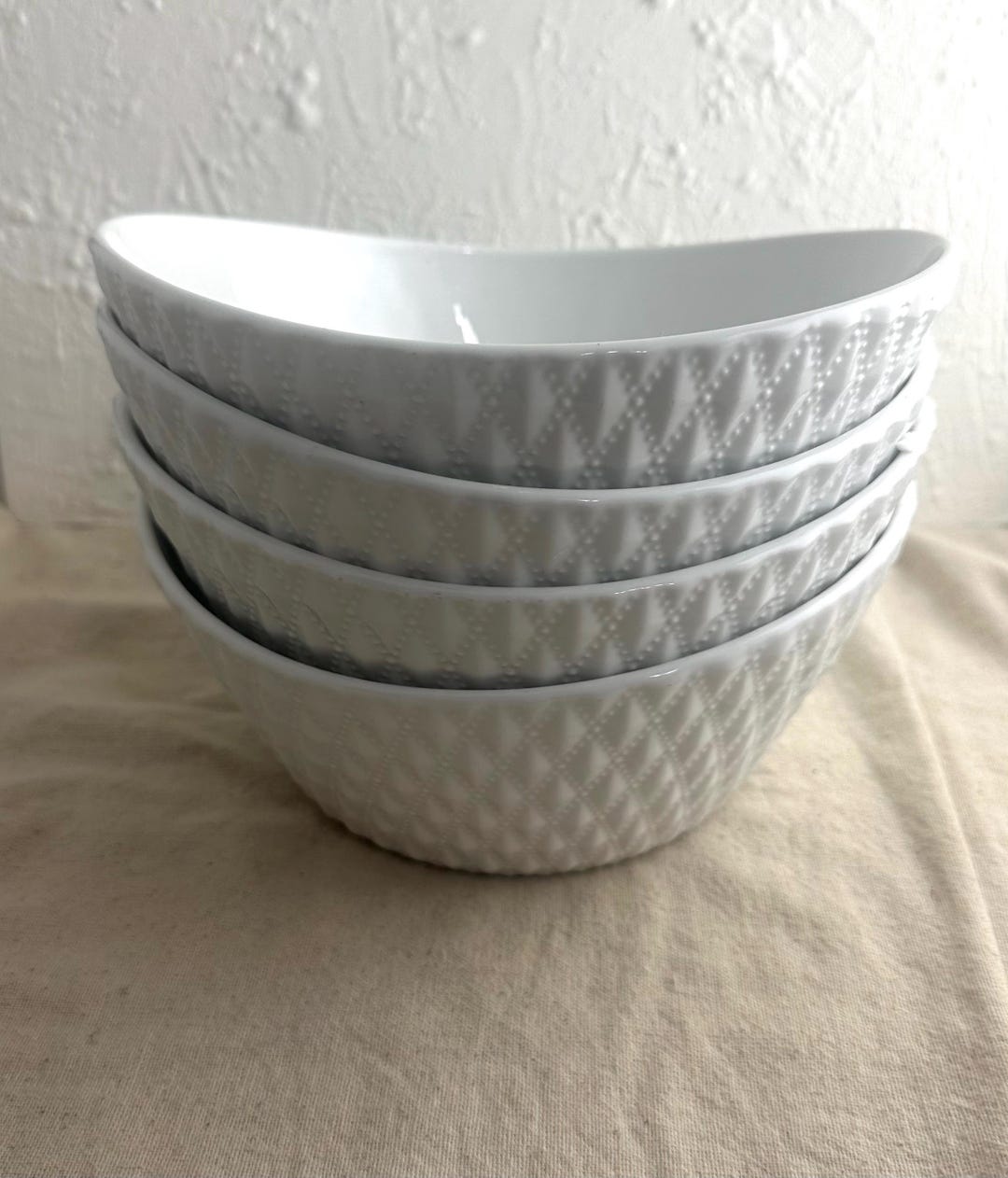 What a Dish, Over and Back, Set of 4 Bowls, Diamond Pattern, 3 1/2 ...