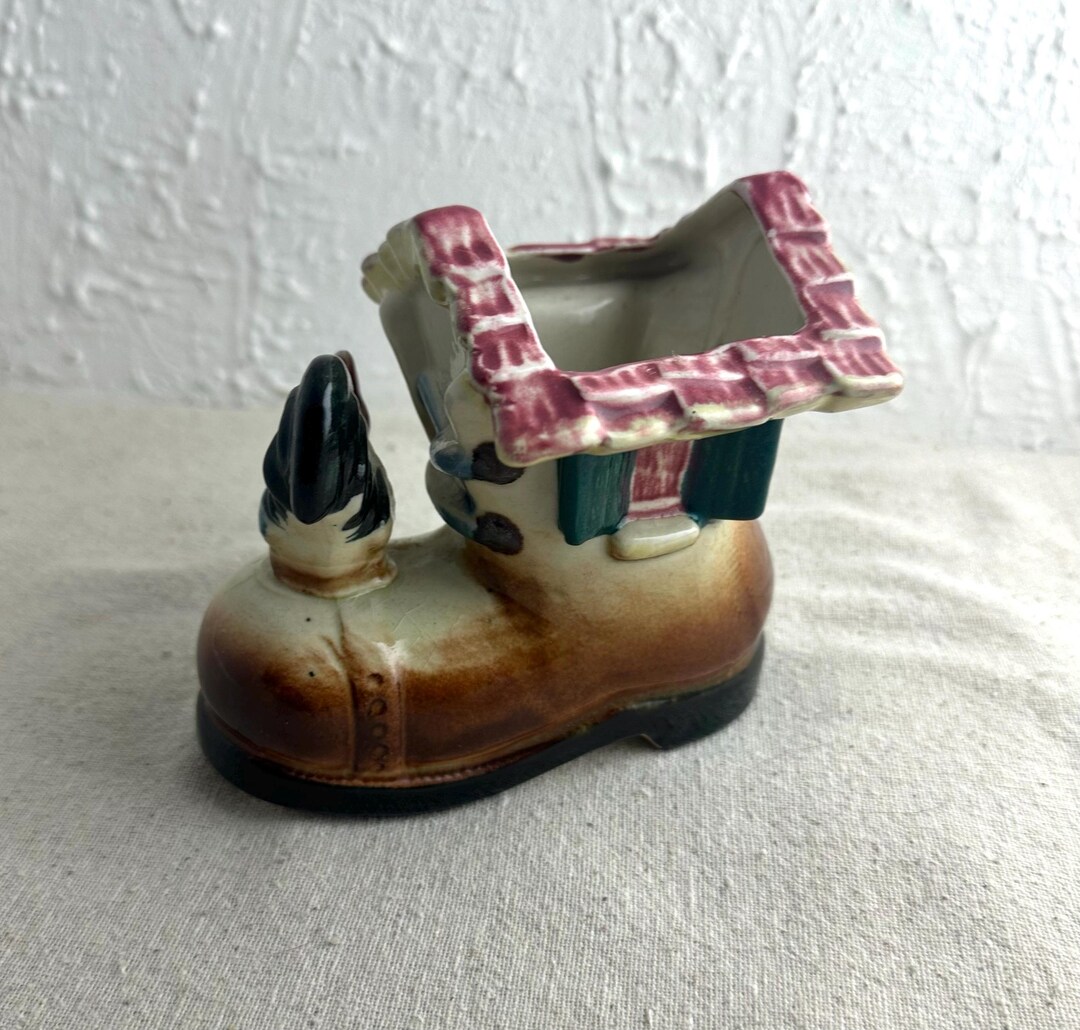Florart China Vintage Boot Planter With a Chicken on the Toe, Japan, 5 ...