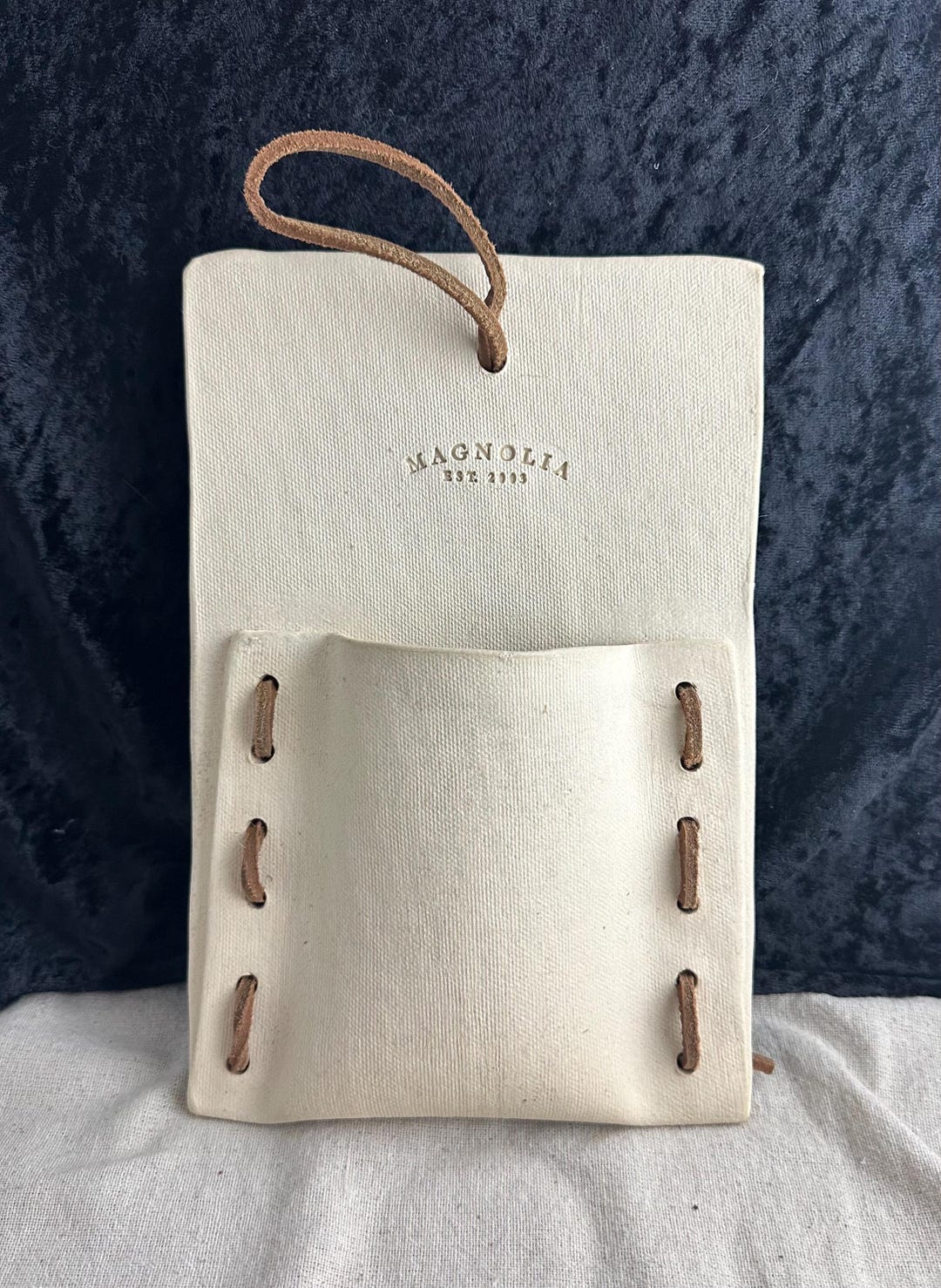 Magnolia Clay Wall Pocket With Suede Cord Detail, 9 1/2" X 6", Textured ...