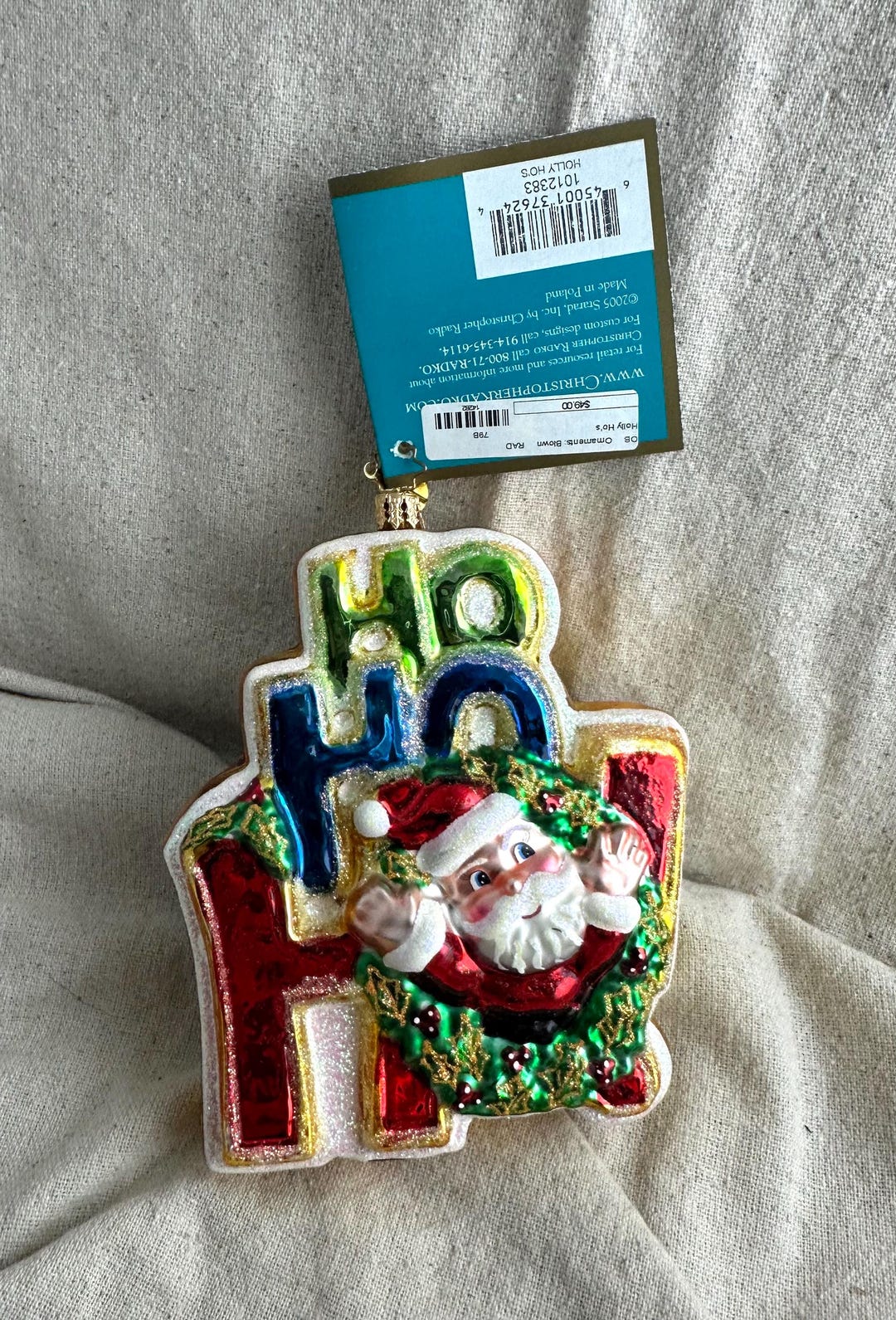 Christopher Radko "holly Ho Hos" Glass Ornament, Original Box & Tag - Etsy