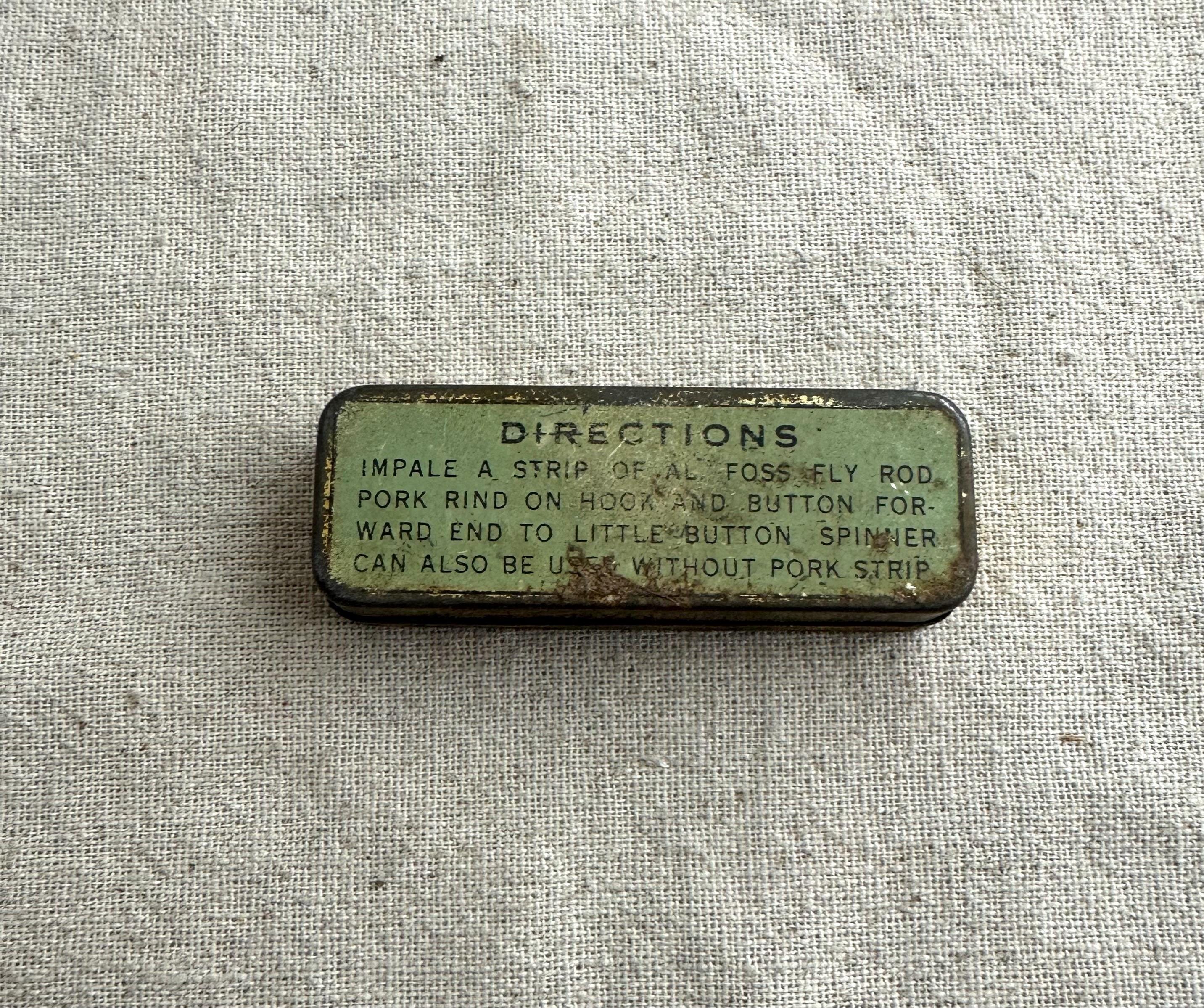 Al. Foss Pork Rind Minnow Fishing Lure Tin, Shimmyette Fly Rod Wiggler ...