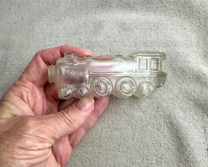 Vintage 1950's Glass Train Locomotive Candy Bottle, 4 X 1 1/2 X 3/4 ...