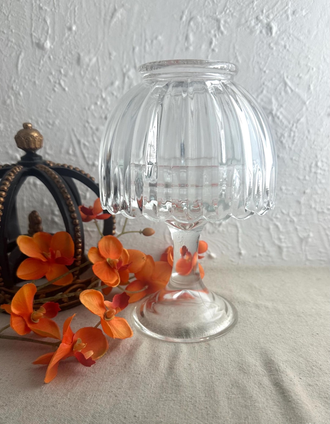Vintage Fairy Lamp, Clear Glass, 8" Tall Overall, 5" Diameter Shade, 5 ...