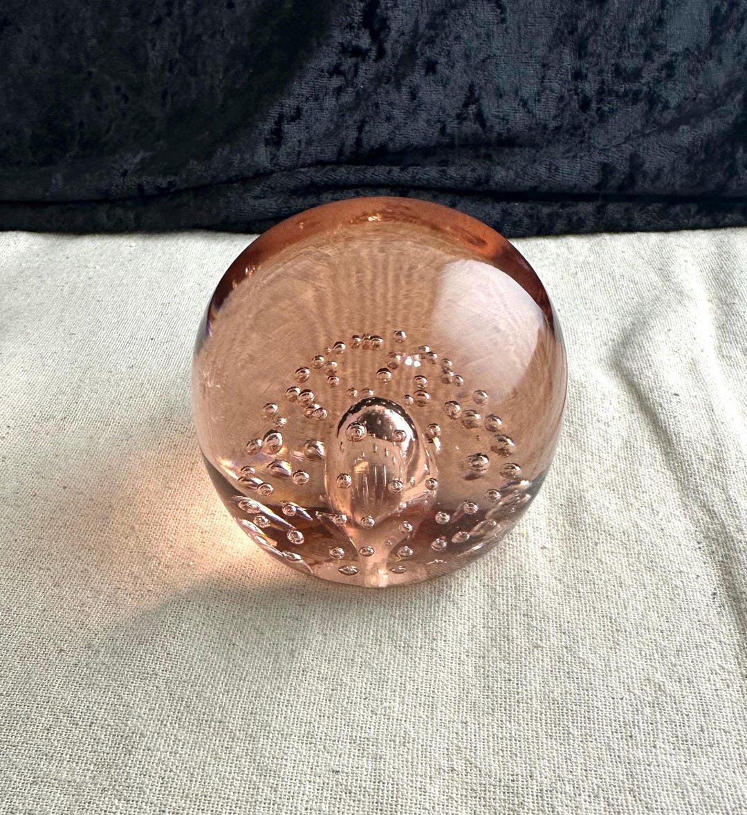 Glass Paperweight, 3" X 3", Bubbles, Rough Bottom, Not Polished ...