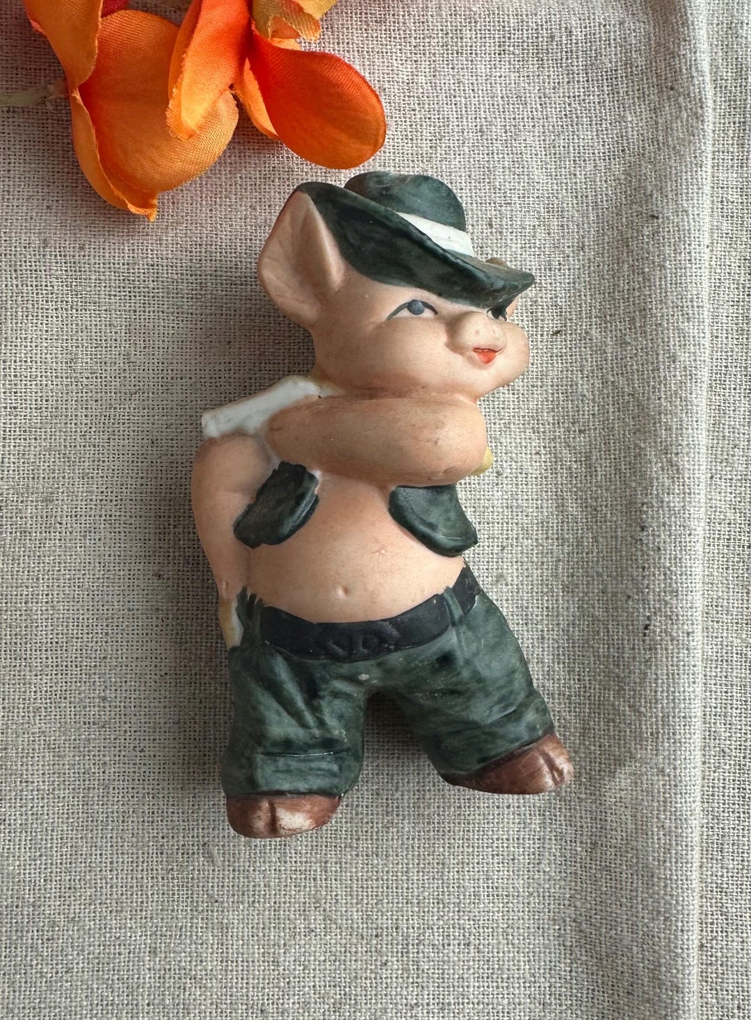 Vintage Bisque Pig Figurine, 3 1/2" Tall X 2" Wide, Porcelain, Maybe ...