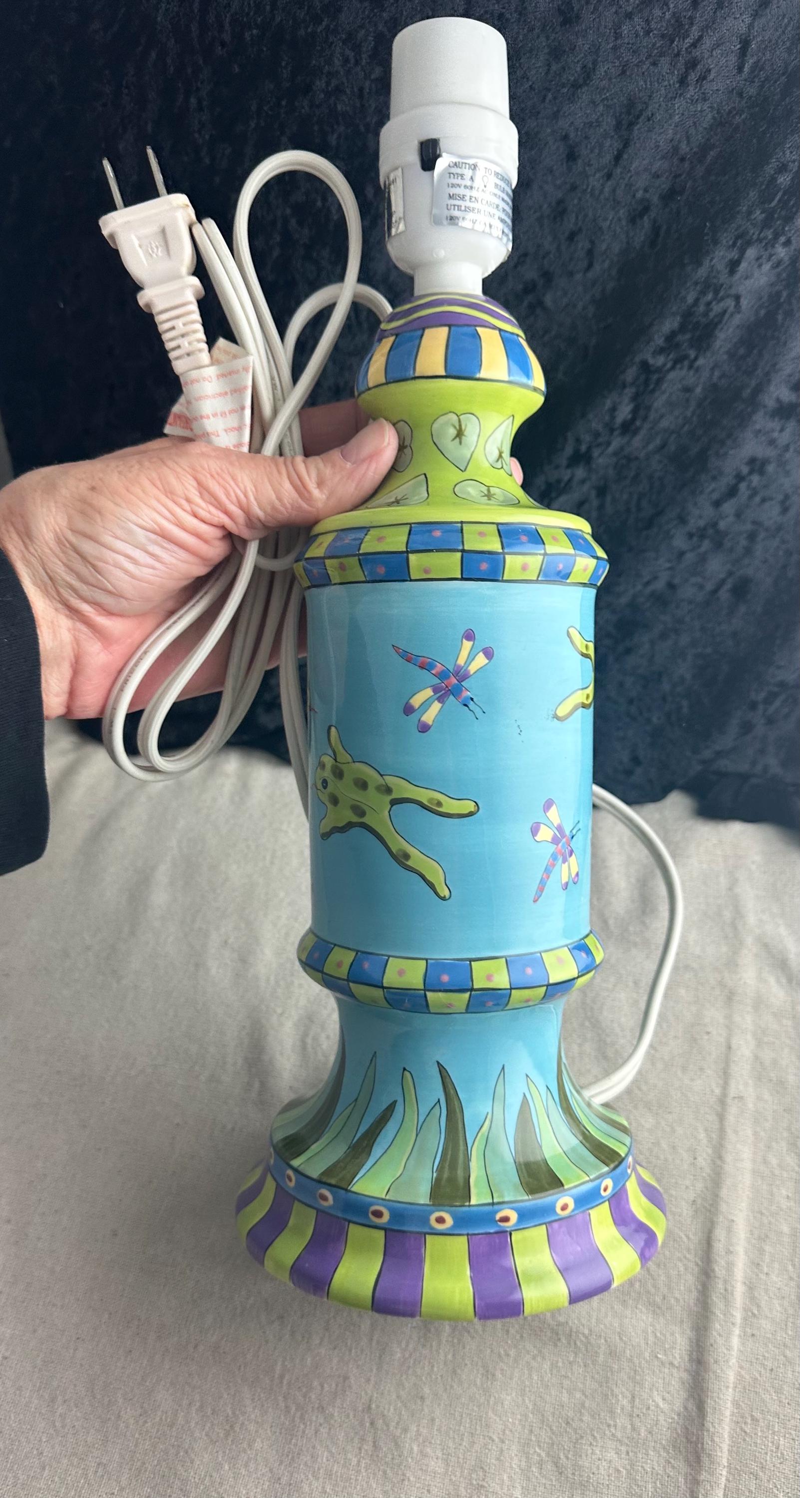 Patricia Dupont Ceramic Lamo Base, 13 Tall X 5 Diameter Base, Frog ...