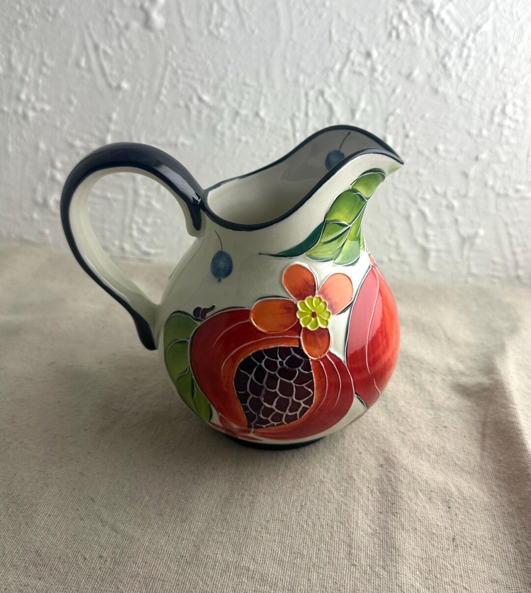 J Mccall Blue Sky Pottery, Small Pitcher, Ceramic, Fruit Design ...