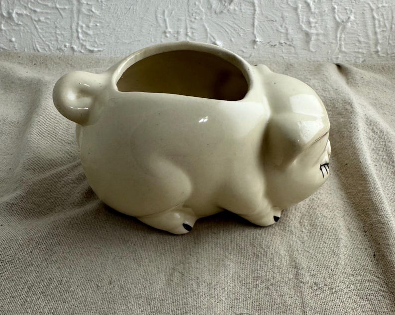 Shawnee Pottery Piggy Planter, 5" X 3" X 3", Creamy Glazed Ceramic ...