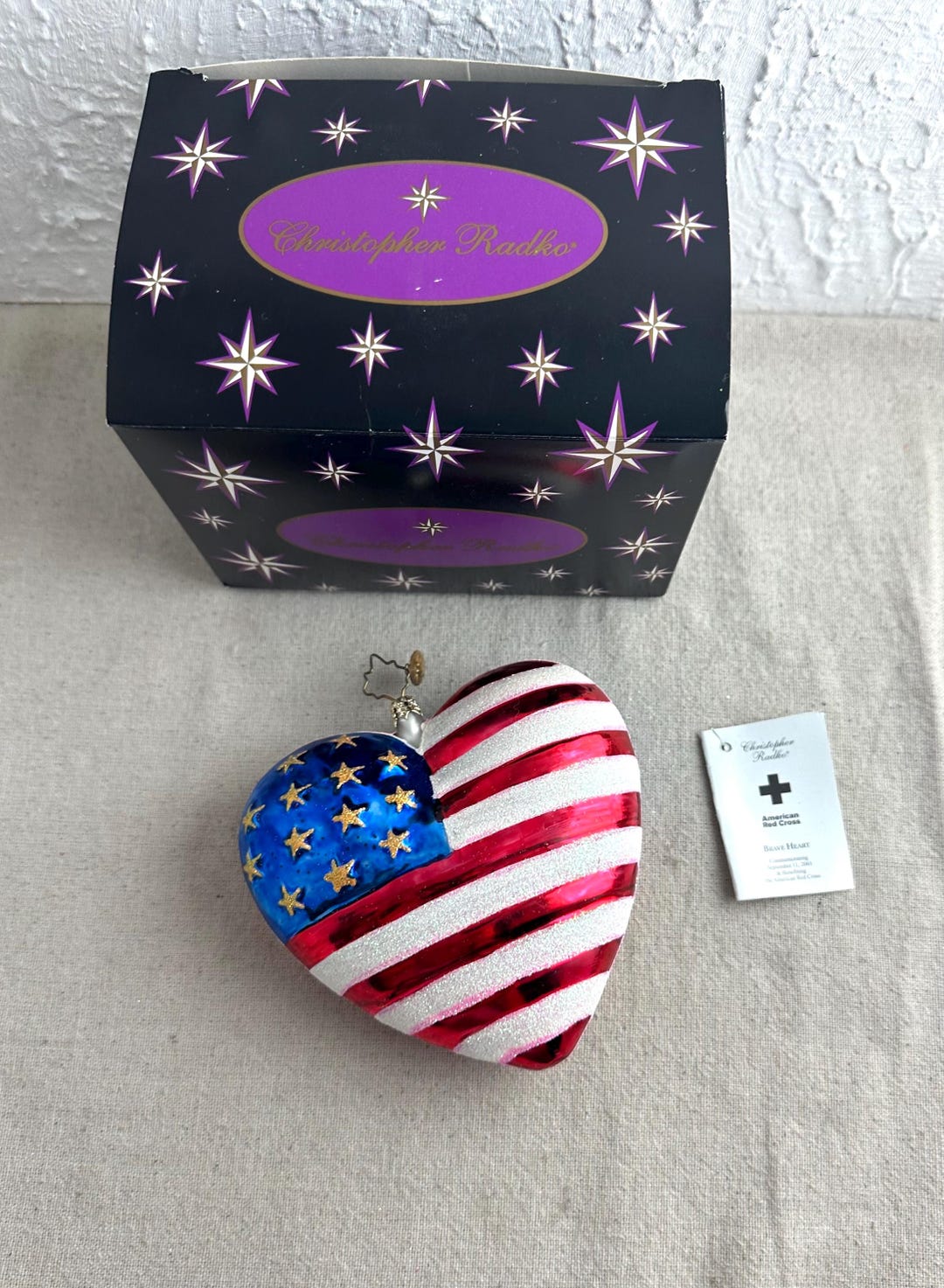 Christopher Radko Brave Heart Ornament, 2001, 5" X 5", Original Tag and ...