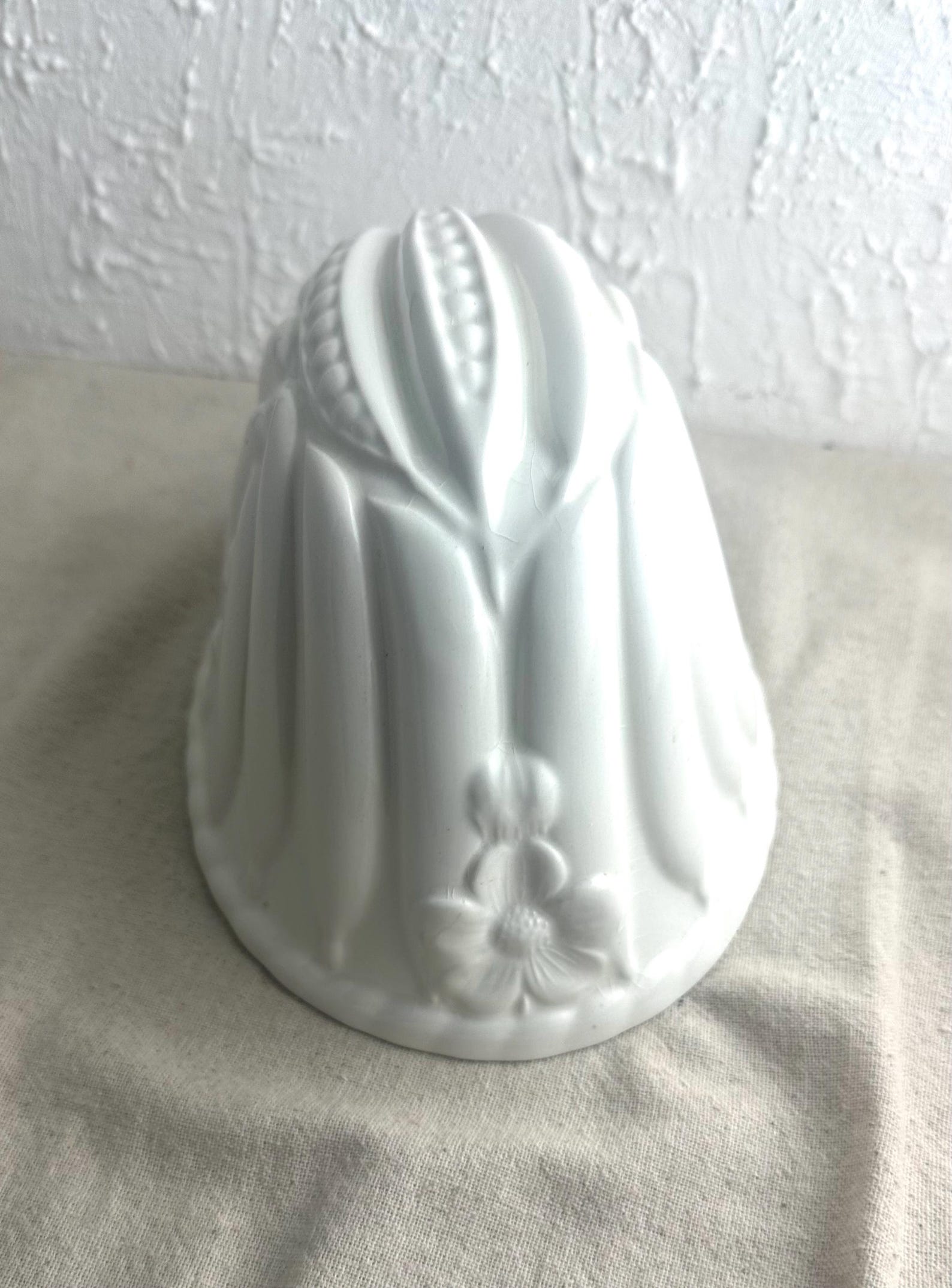 Vintage Pudding Mold, England, White Glazed Porcelain, Single Side Hole ...