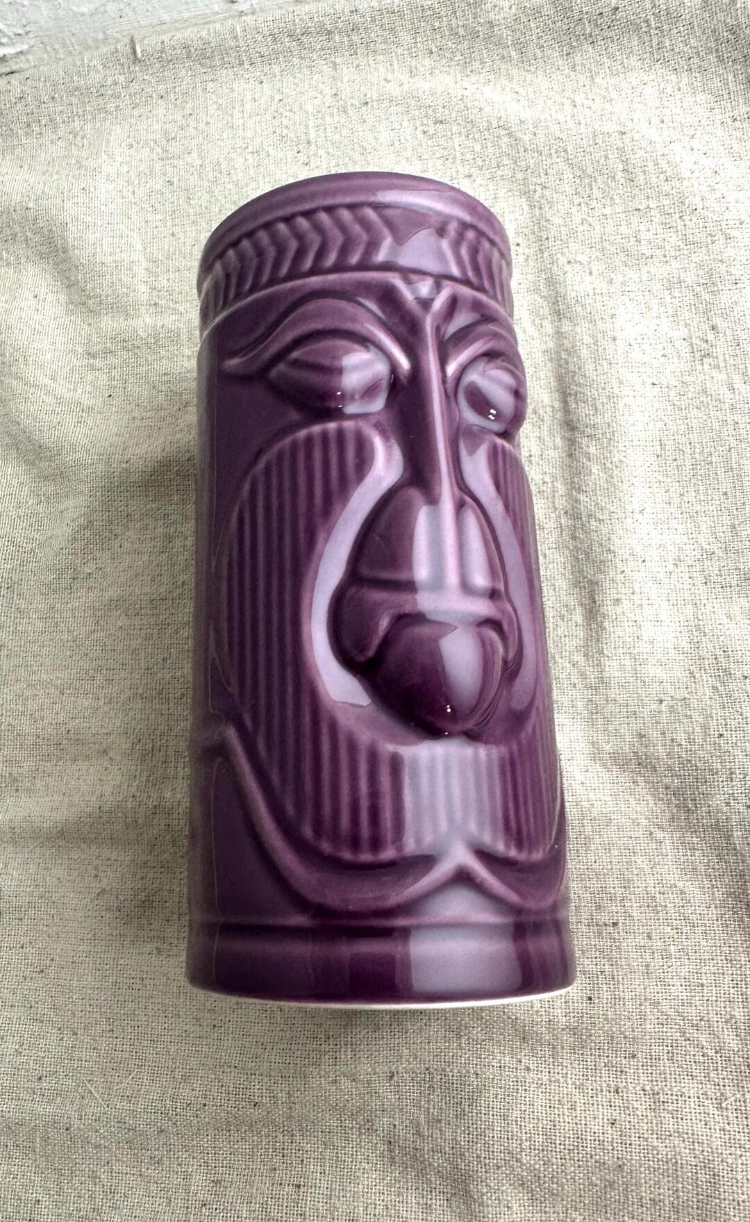 Accoutrements Purple Ceramic Tiki Cup, 2001, 5 3/4" Tall X 2 1/2 ...
