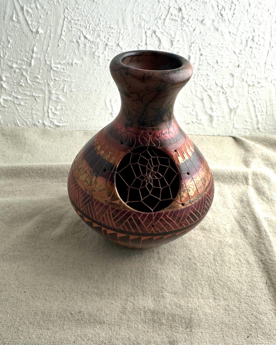 Vintage Navajo Dream Catcher Vessel, Signed Sylvia Johnson, 5 1/2" Tall ...