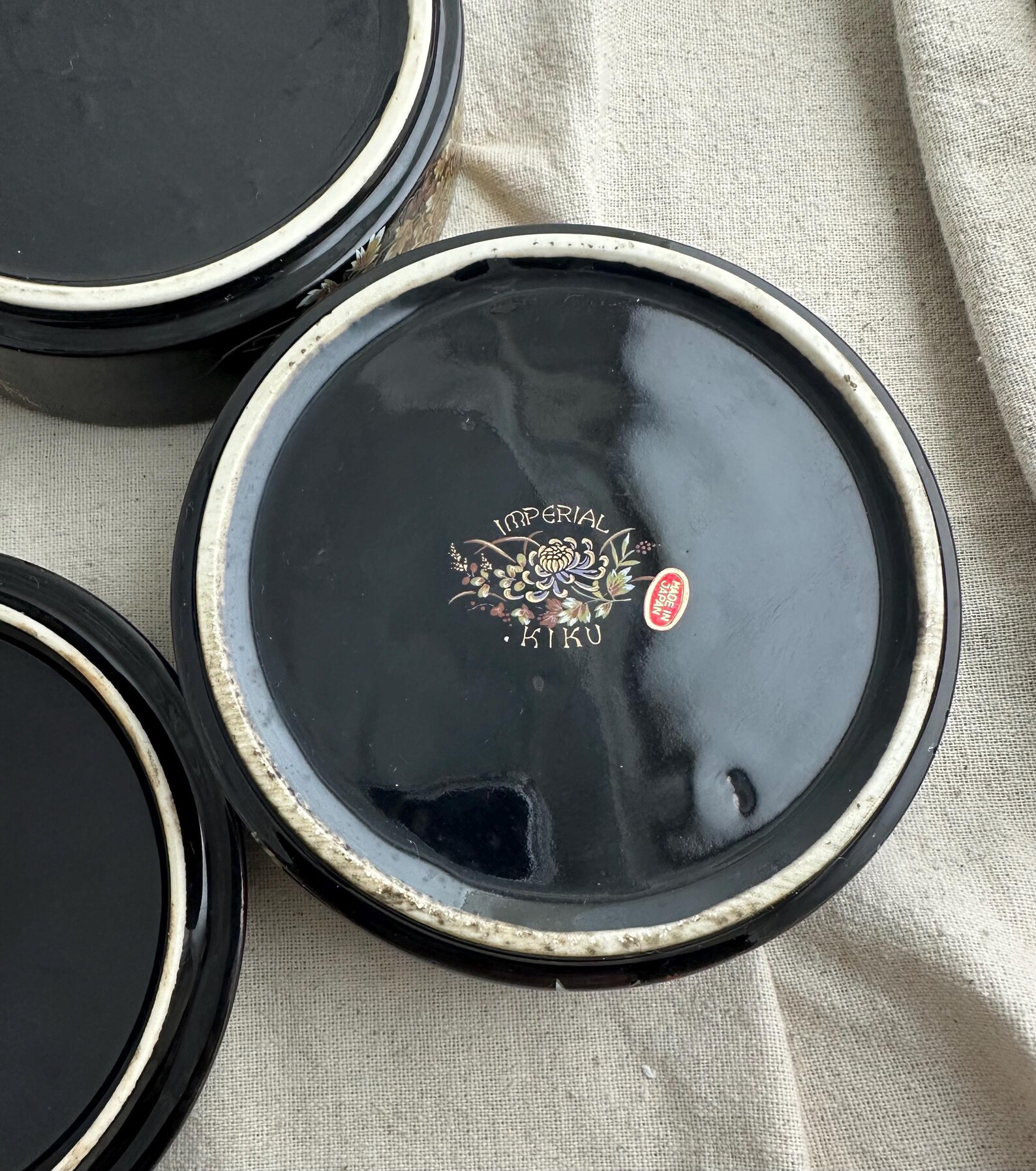 Imperial Kiku Vintage Triple Layer Bento Box, Black With Gold, Floral ...