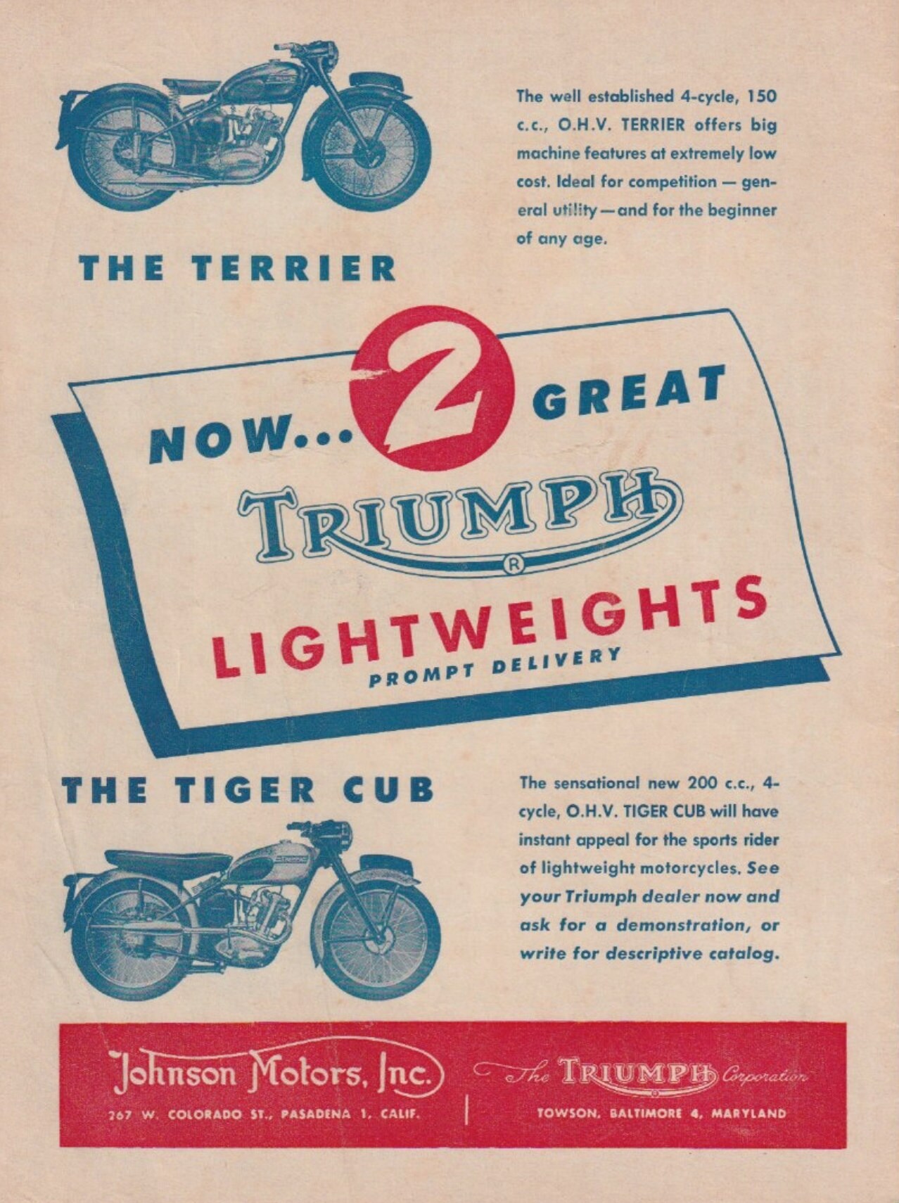 Original Vintage Triumph Motorcycle Advertisement - Etsy