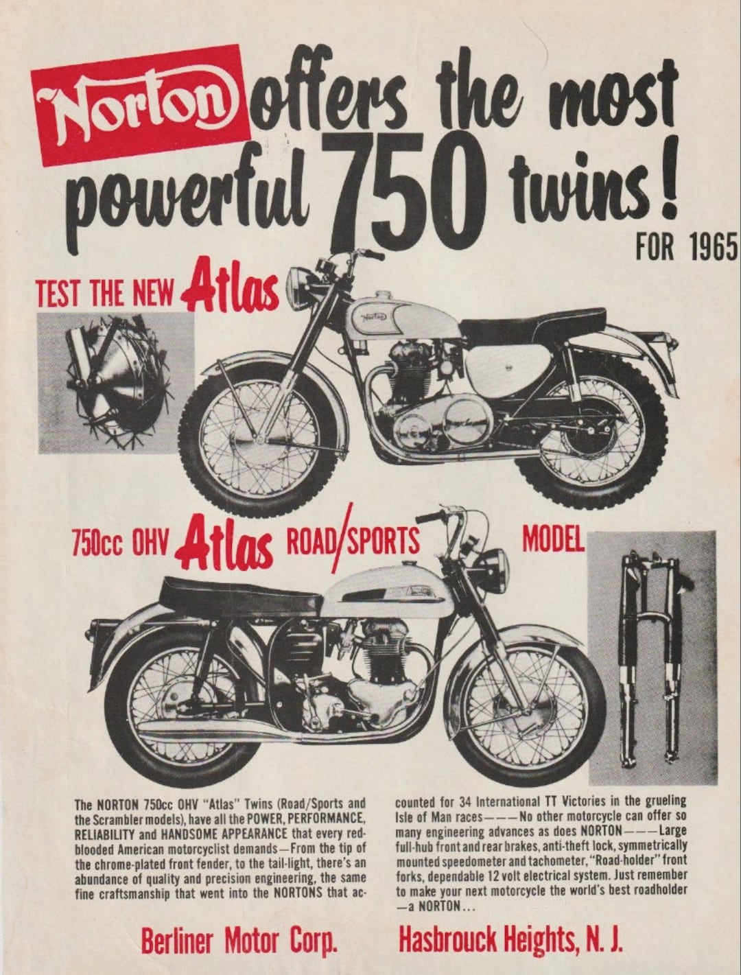 Vintage Norton 1965 Atlas Advertisement - Etsy