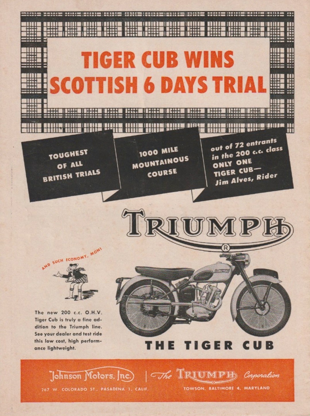 Original Vintage Triumph Motorcycle Advertisement - Etsy
