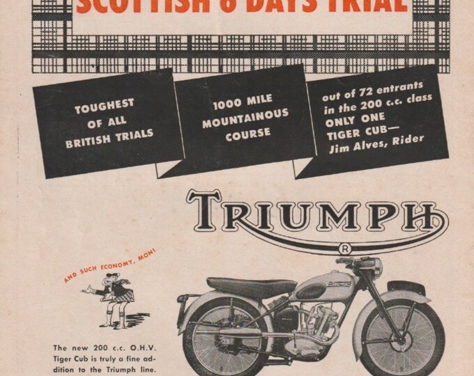 Original Vintage Triumph Motorcycle Advertisement - Etsy