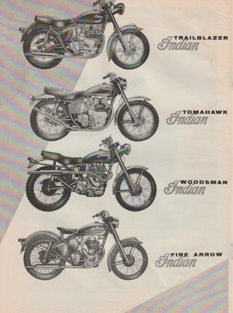 Original Vintage INDIAN Motorcycle Advertisement - Etsy