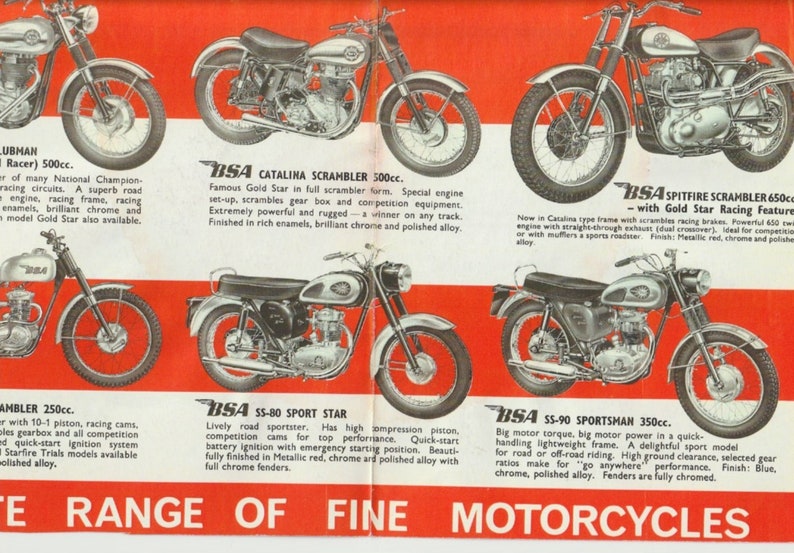 Original Vintage BSA Motorcycle Catalog - Etsy