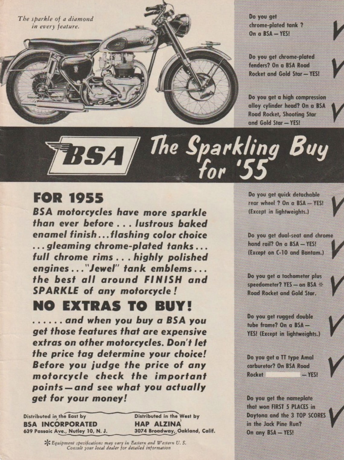 Original Vintage INDIAN Motorcycle Advertisement (BSA Ad on the Reverse ...