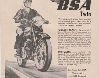 Vintage 1937 BSA 600 Motorcycle Advertising Poster Print - Etsy UK