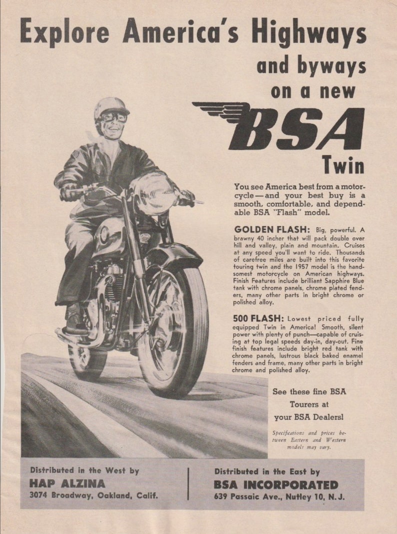 Vintage BSA Motorcycle Advertisement - Etsy