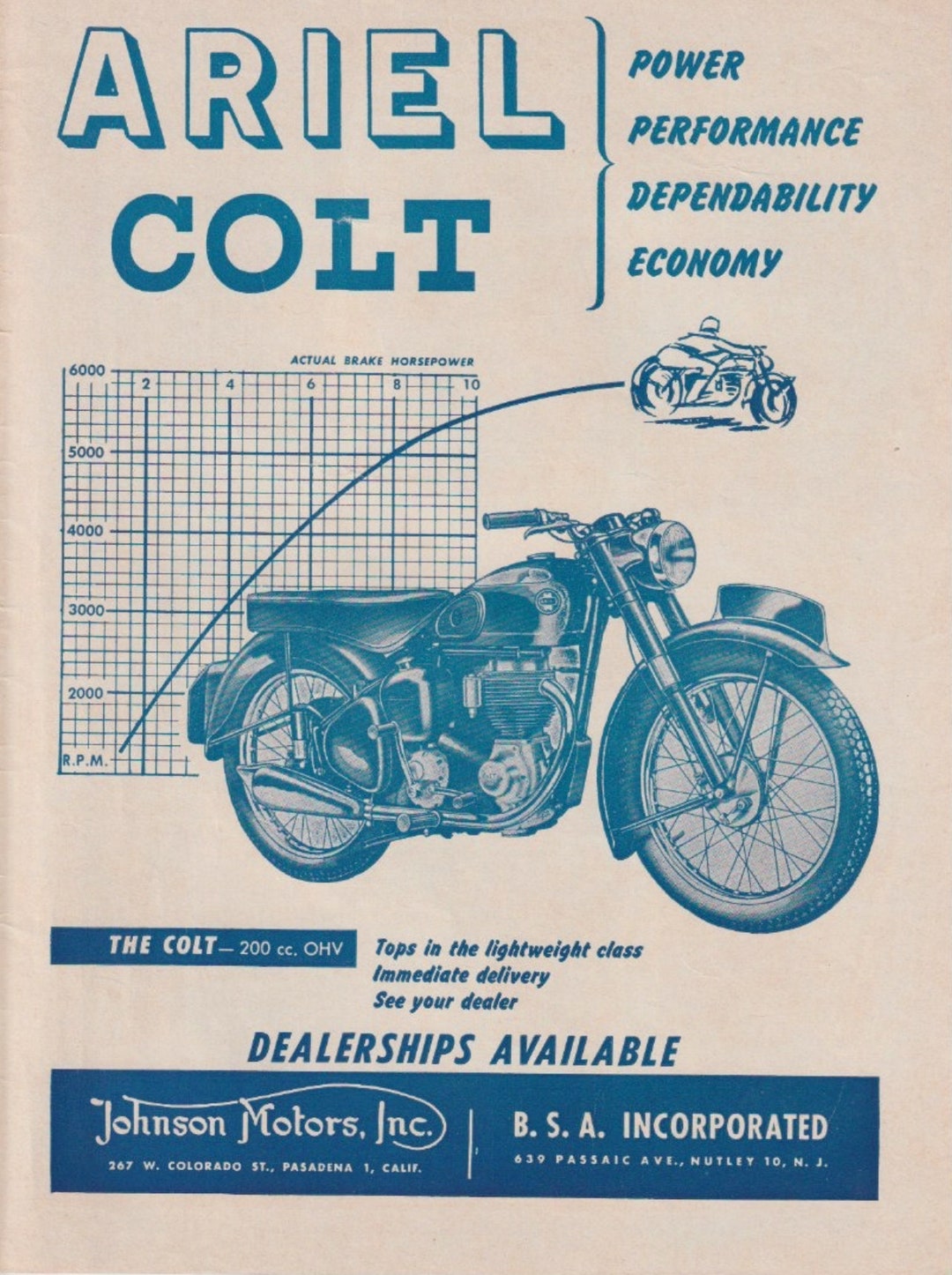 Original Vintage Ariel Colt Motorcycle Advertisement - Etsy