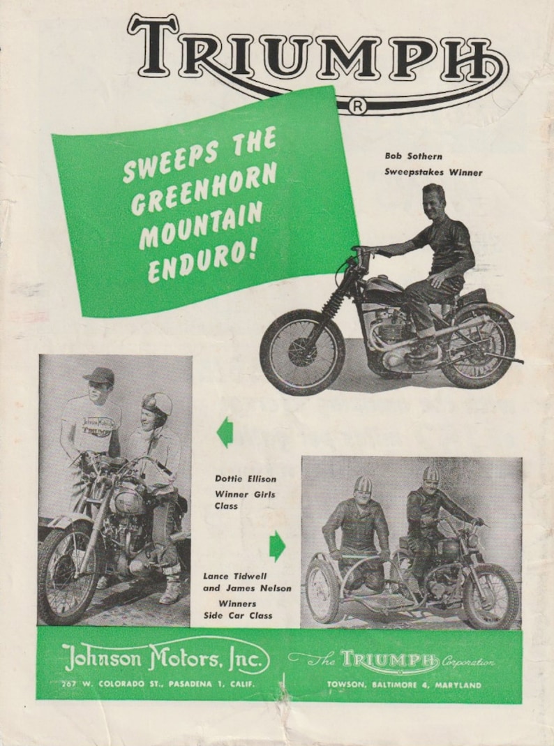 Vintage Triumph Motorcycle Advertisements - Etsy