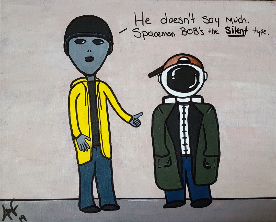 Grey and Spaceman BOB Photo Print of an Acrylic Painting - Etsy