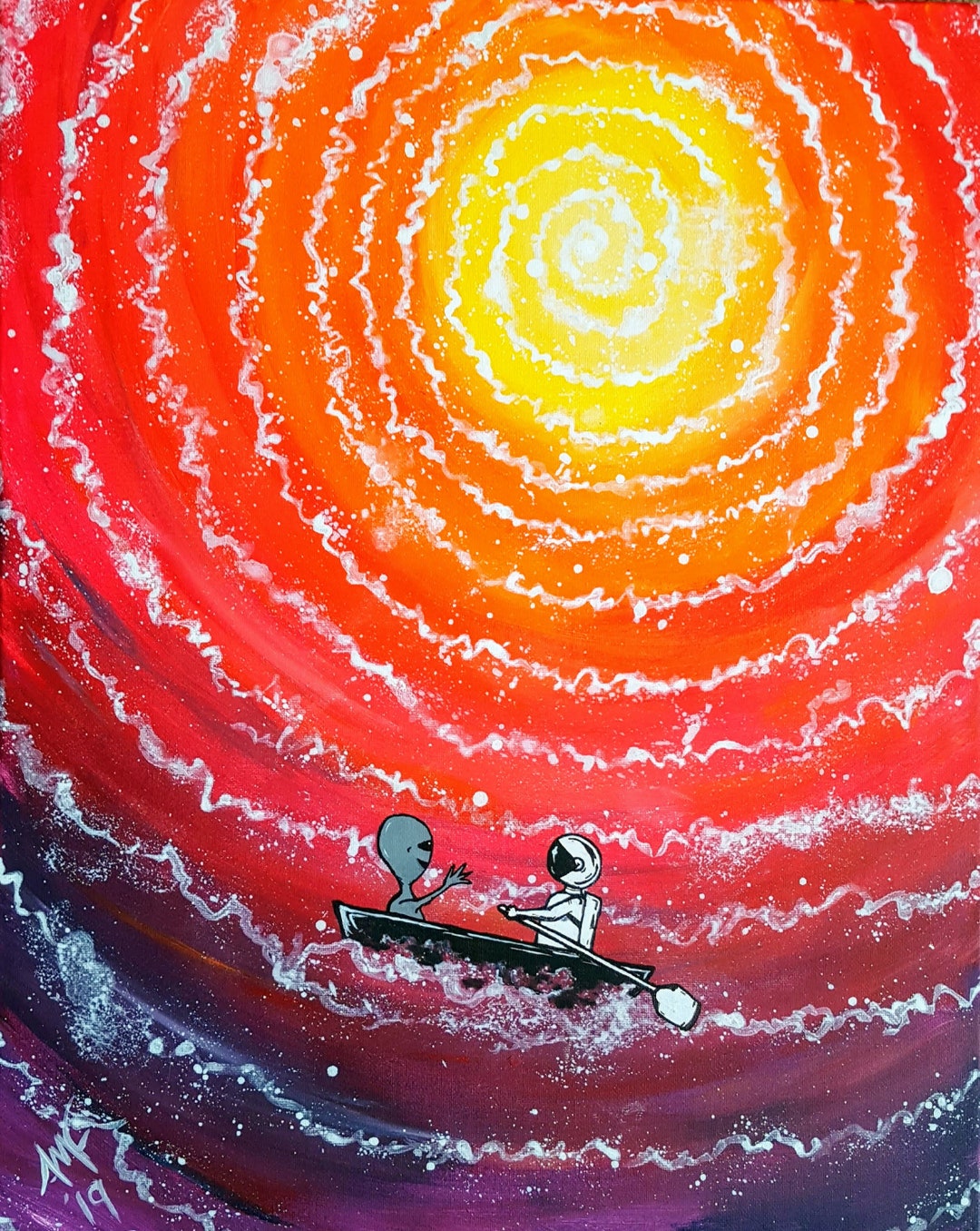 Galactic Boat Ride Grey and Spaceman Bob Alien and - Etsy