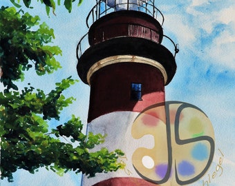 Assateague Lighthouse Painting, Assateague Lighthouse Print, Assateague ...