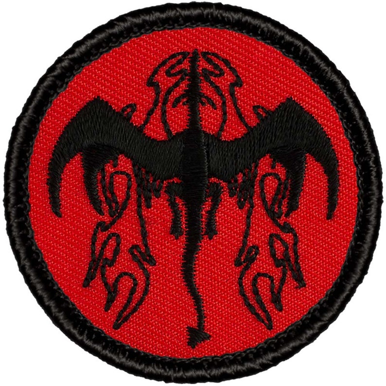 Red & Black Dragon Patch 022R 2 Inch Diameter Embroidered | Etsy
