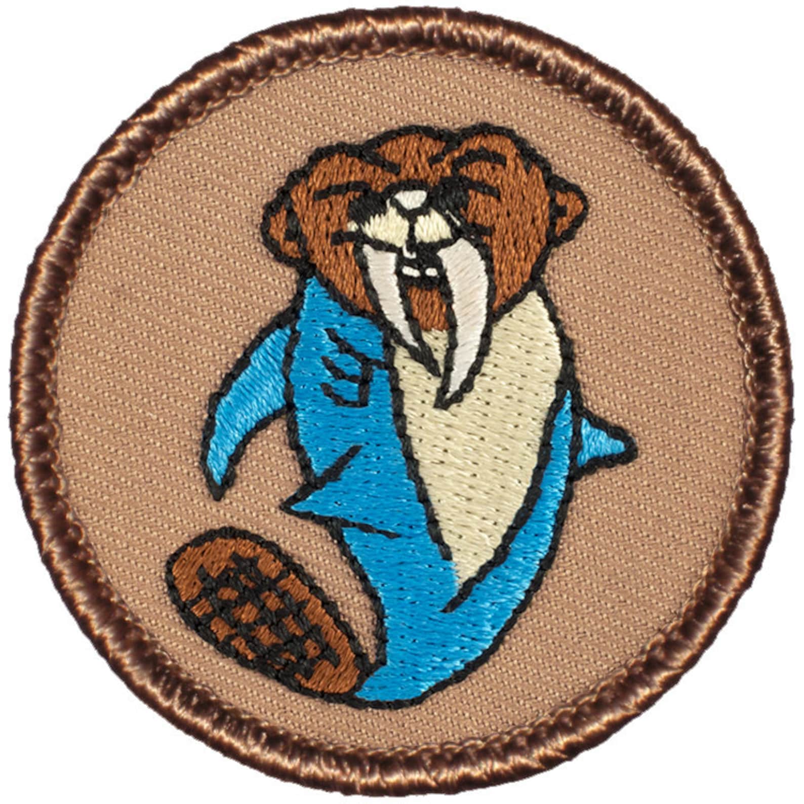 Beaver Shark Patch - 2 Inch Diameter Embroidered Patch - Etsy