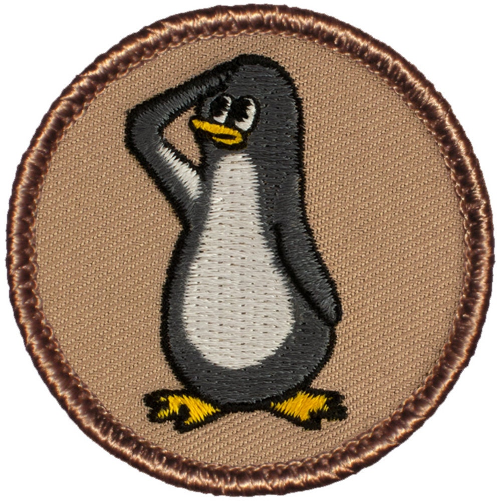 Saluting Penguin Patch 668 2 Inch Diameter Embroidered Patch | Etsy