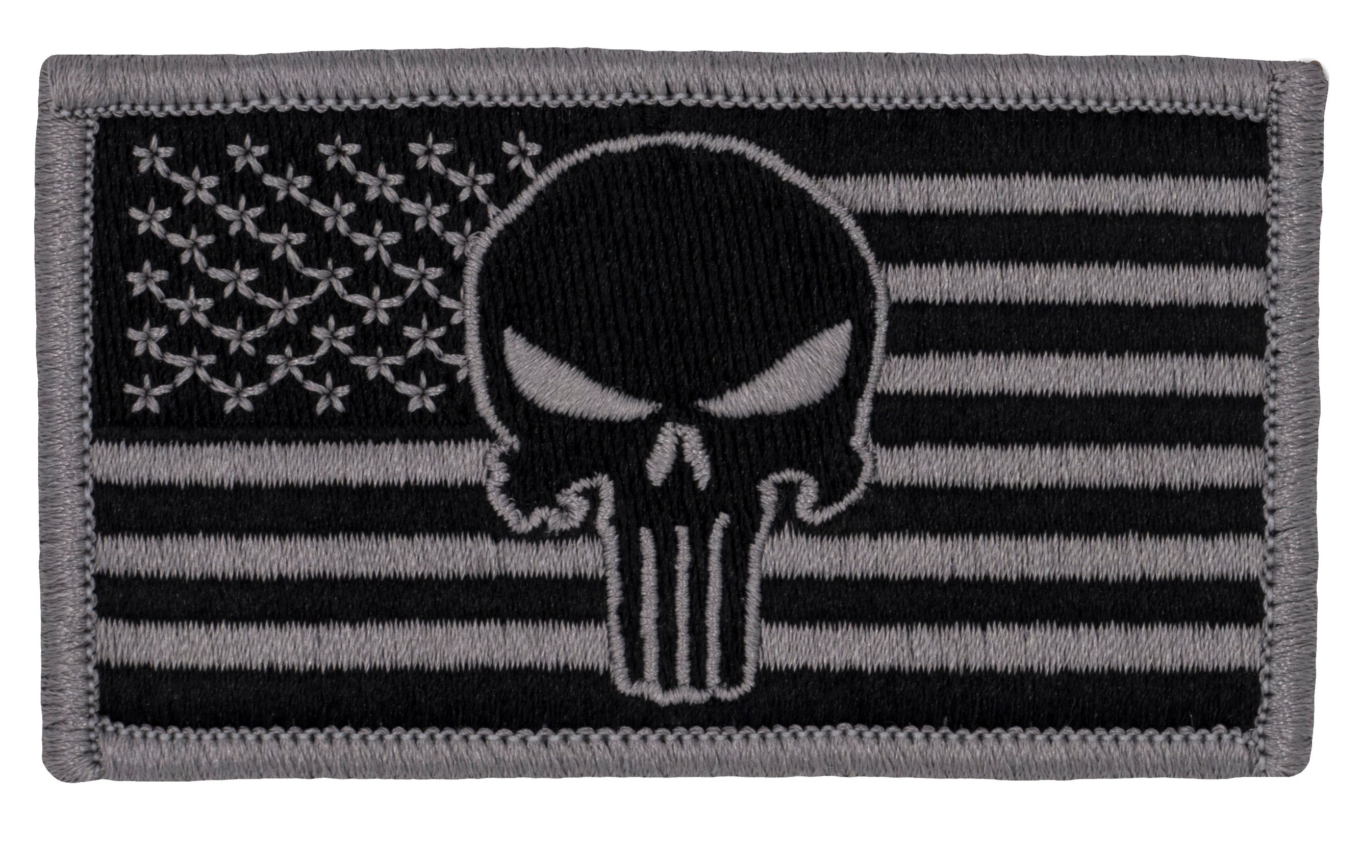 US Flag Punisher Skull Patch W/ Hook Fastener Backing Black & - Etsy