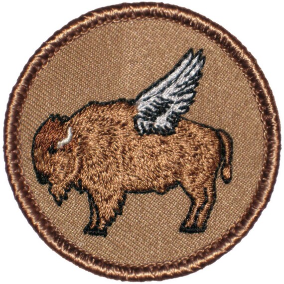 Flying Buffalo Patch 092 2 Inch Diameter Embroidered Patch | Etsy