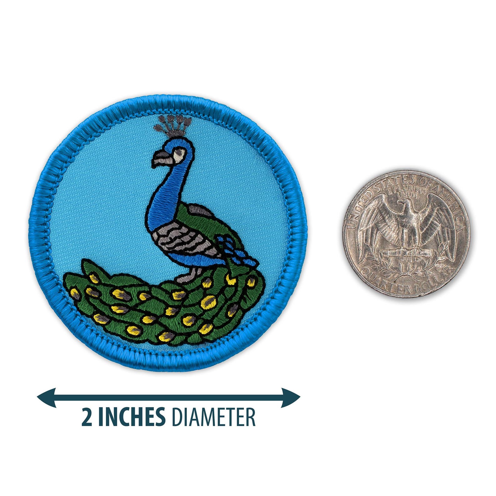 Blue Peacock Patch - 2 Inch Diameter Embroidered Patch - Etsy