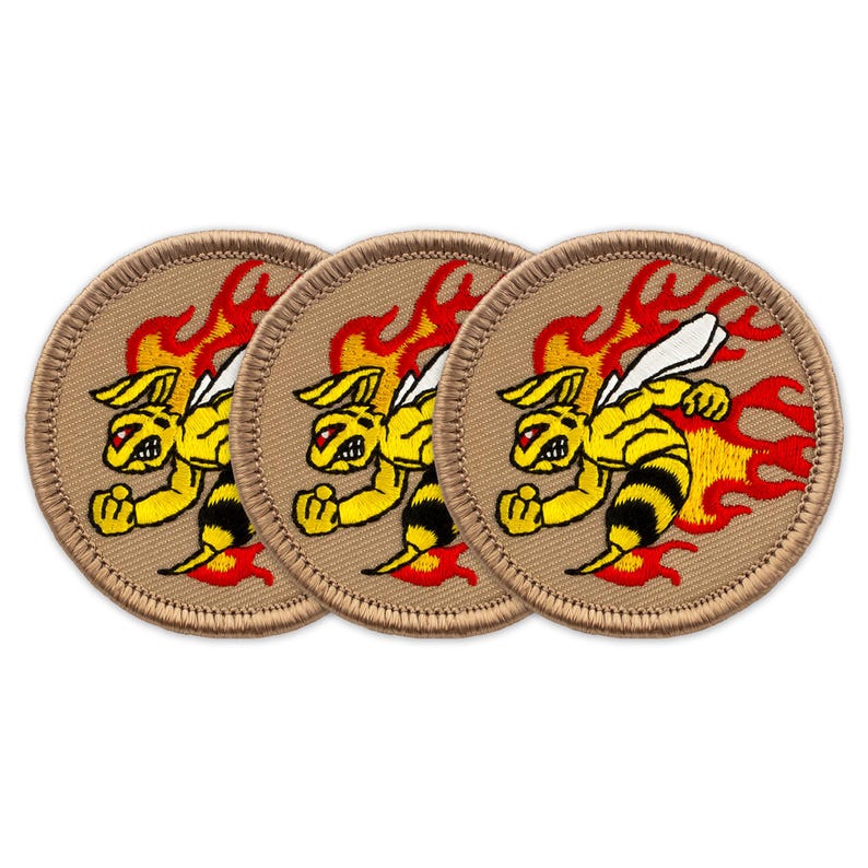 Flaming Hornet Patch - 2 Inch Diameter Embroidered Patch - Etsy