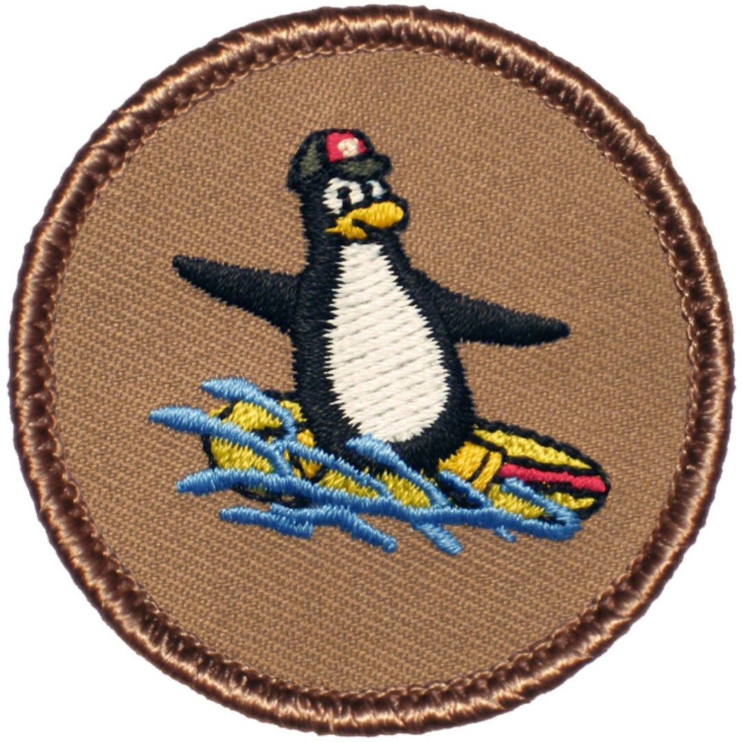 Surfing Penguin Patch 065 2 Inch Diameter Embroidered Patch - Etsy