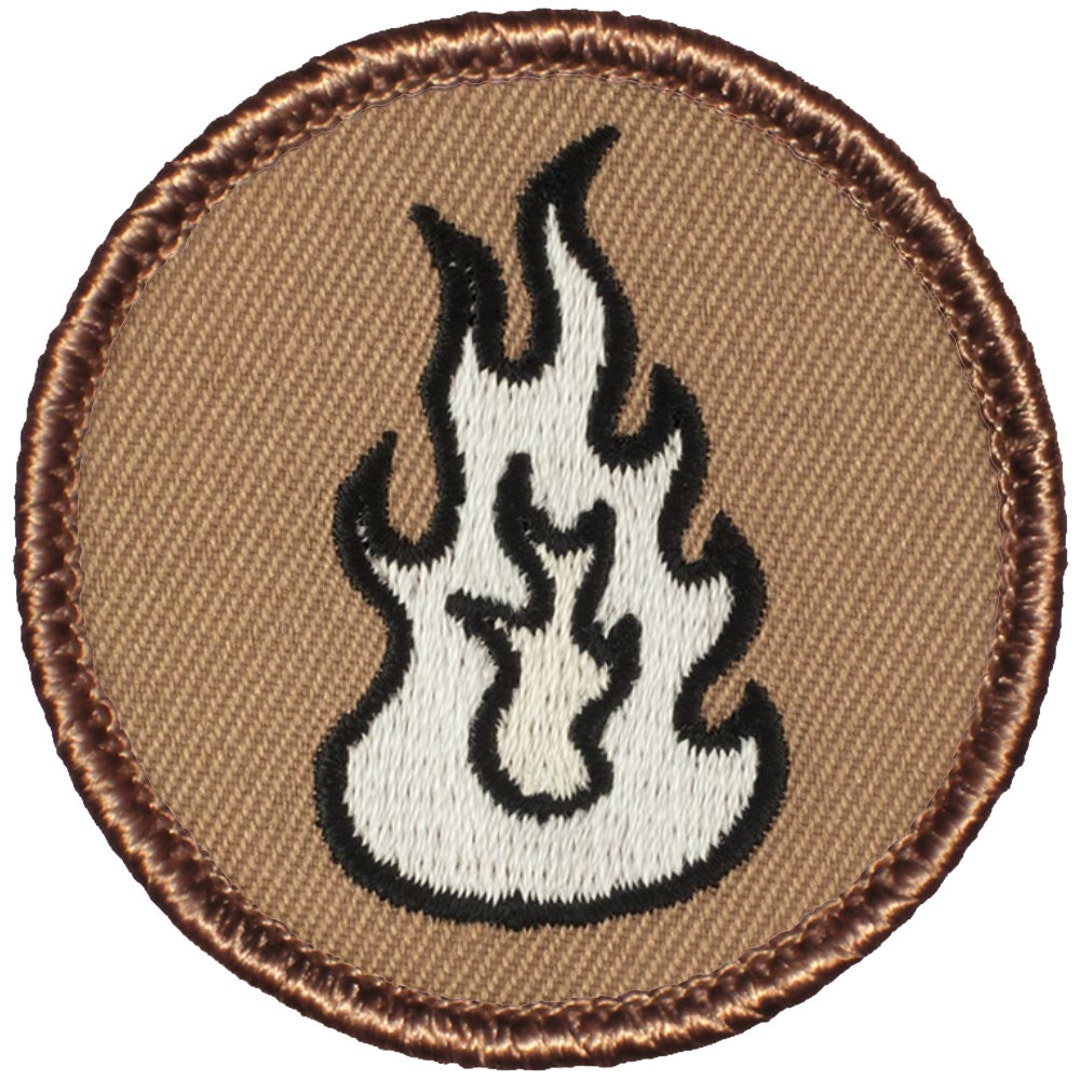 White Flame Patch 013A 2 Inch Diameter Embroidered Patch - Etsy