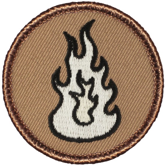 White Flame Patch 013A 2 Inch Diameter Embroidered Patch | Etsy