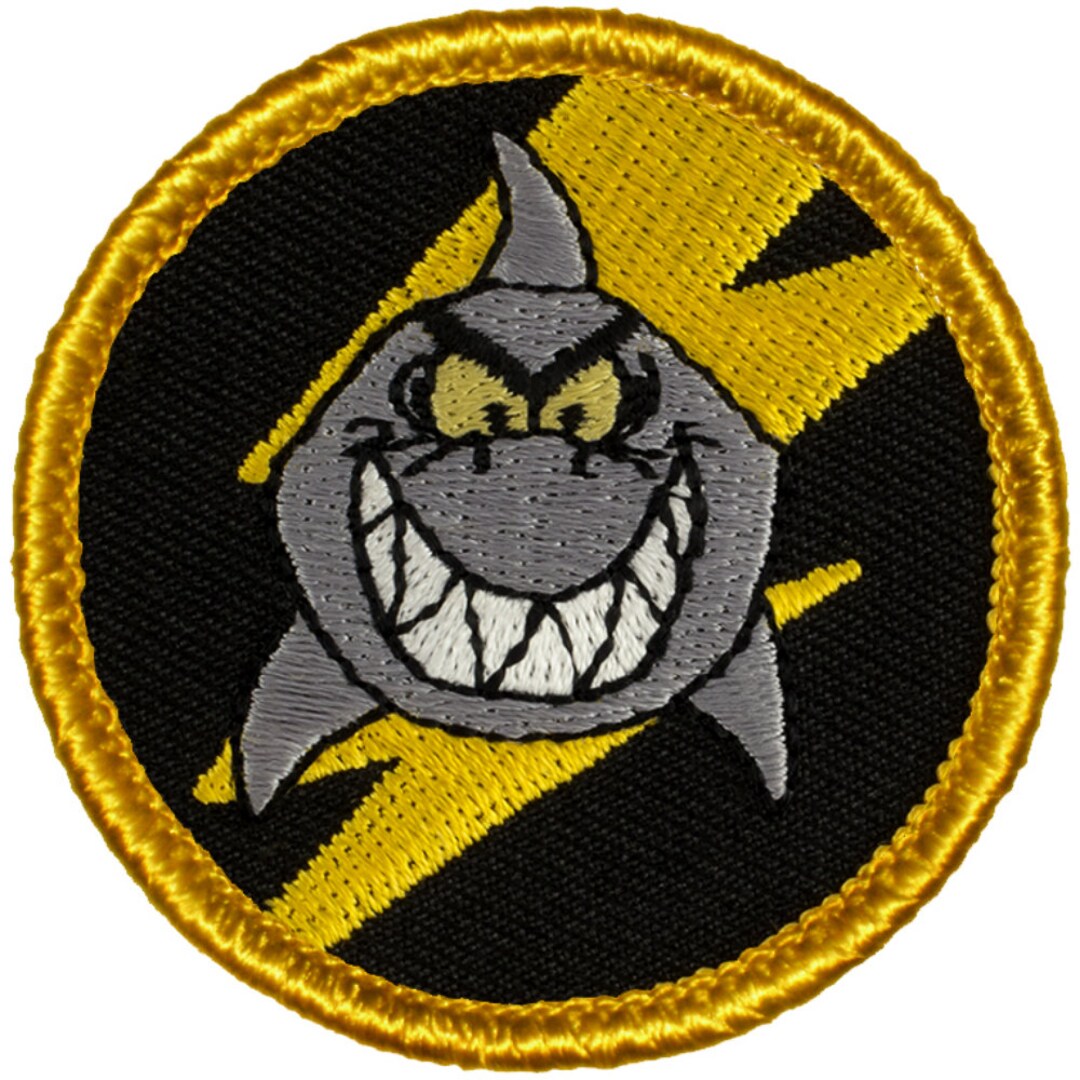 Electric Shark Patch (506) 2 Inch Diameter Embroidered Patch - Etsy