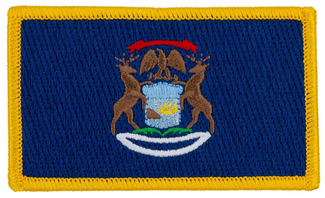 Michigan State Flag Patch - Full Color Embroidered Patch 3 3/8" X 2" - Etsy