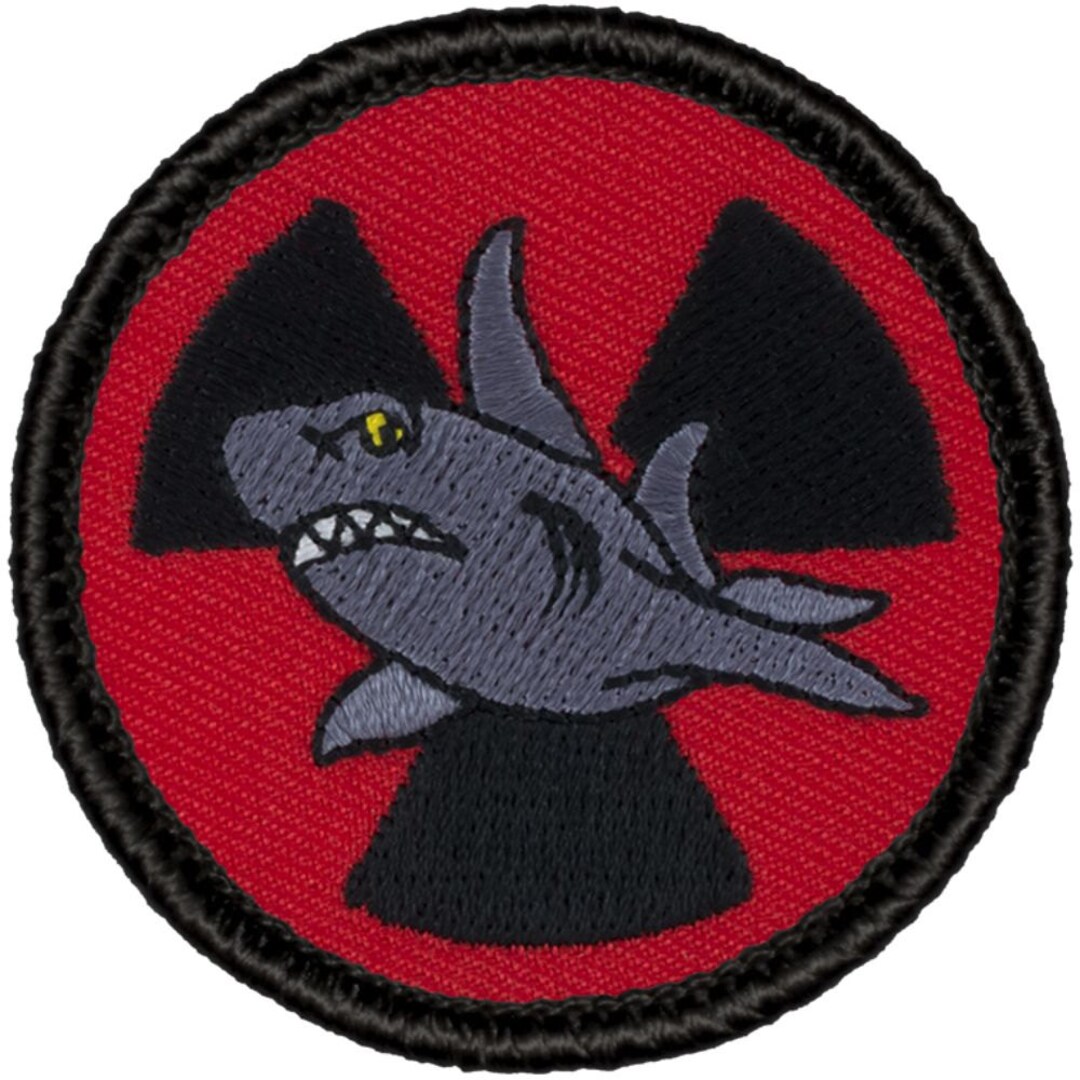 Red & Black Nuclear Shark Patch (786R) 2 Inch Diameter Embroidered ...