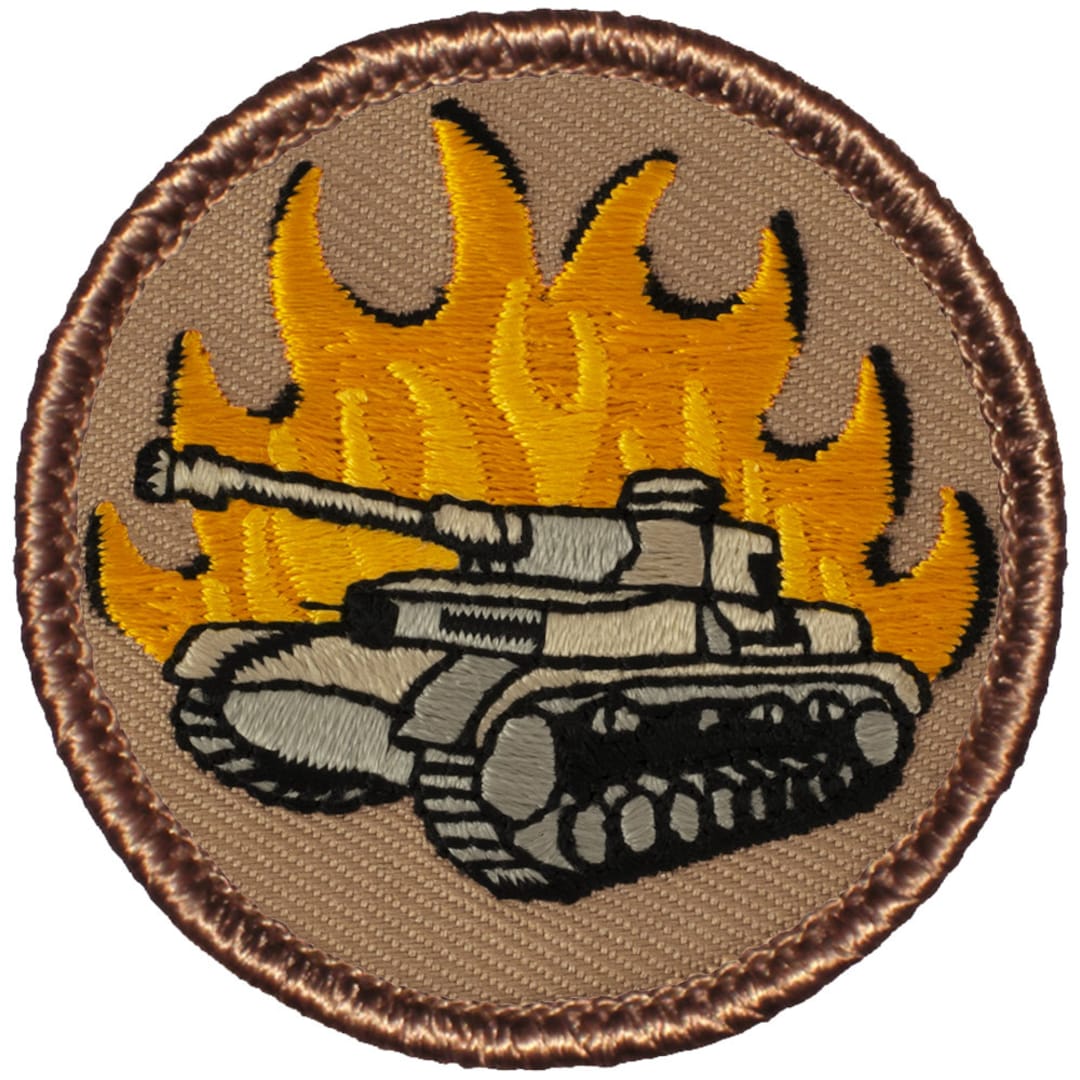 Flaming Panzer Tank Patch (526A) 2 Inch Diameter Embroidered Patch - Etsy