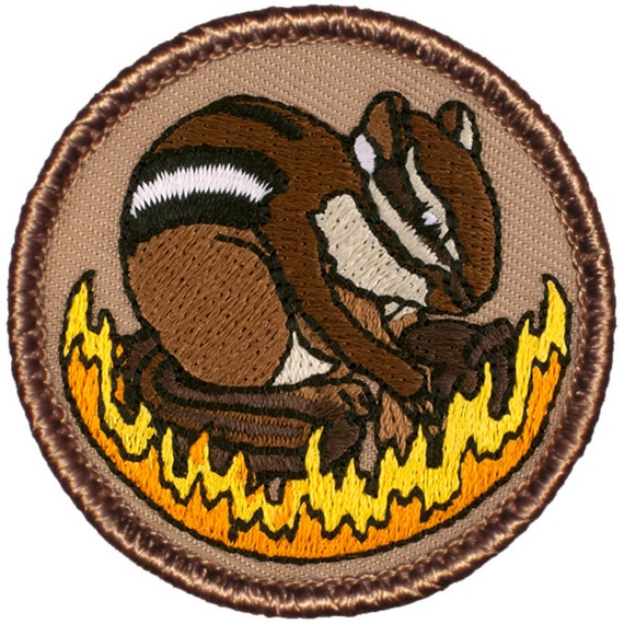 Flaming Chipmunk Patch 2 Inch Diameter Embroidered Patch - Etsy